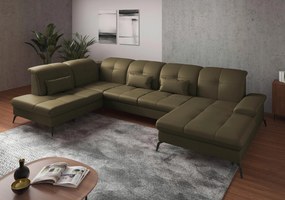 XXXLutz SEDACÍ SOUPRAVA, textil, kůže, olivově zelená Sit & More - Sedací soupravy - 00014401174C