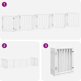 Zábrana pro psy s dvířky skládací 9 panelů bílá 450 cm topol 3155535