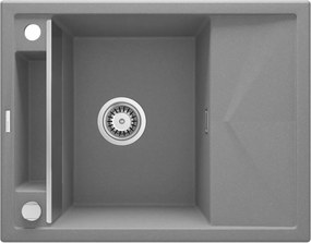 Deante Magnetic, granitový dřez na desku 640x500x219 mm Z/KO, 3,5" + prostorově úsporný sifon, 1-komorový, šedá, ZRM_S11A
