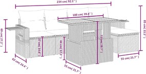 6dílná zahradní sedací souprava s poduškami černá polyratan 3271727