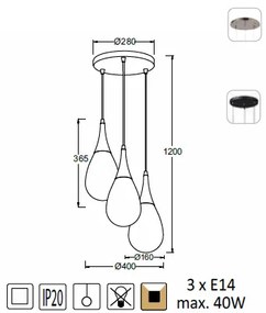 ACA DECOR Závěsné svítidlo ATENA, barva mědi, průměr 40 cm