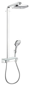 Hansgrohe Raindance Select E - sprchový systém Showerpipe 300 2jet, termostatická sprchová baterie, sprchové rameno, bílá / chrom 27126400