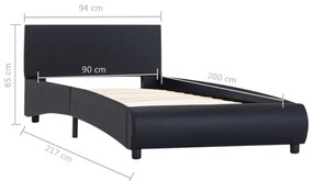 vidaXL Marketos Rám postele s LED světlem černý umělá kůže 90 x 200 cm