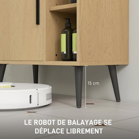 HOMCOM Koupelnová Skříňka Pod Dřez, Průmyslová Umývadlová Jednotka s Tichým Zavíráním Dveří a Nastavitelnou Policí, 60 x 30 x 59,5 cm, Buk | Aosom