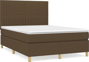 Box spring postel s matrací tmavě hnědá 140x190 cm textil 3142492