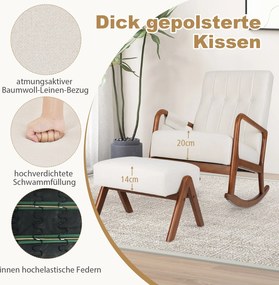 Costway Houpací křeslo s osmanským polstrovaným houpacím křeslem s opěradlem