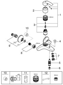 GROHE EUROSMART páková vanová baterie DN15, chrom, 33300002