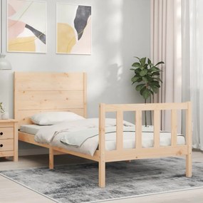 Rám Postele S Čelem Small Single Masivní Dřevo - Přírodní / 90 x 200 cm
