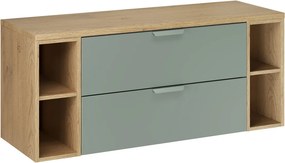 Závěsná skříňka pod umyvadlo Aster s deskou a regály 120 cm zelená/dub cremona