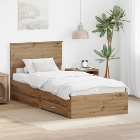 Rám postele s čelo Artisanový dub 90 x 190 cm Kompozitní dřevo 3408316
