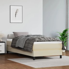 Rám postele s boxspringem krémová 100 x 200 cm umělá kůže 3120684