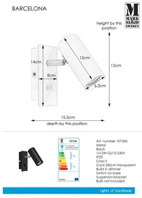 Markslöjd 107345 - Stmívatelné nástěnné bodové svítidlo BARCELONA 1xGU10/12W/230