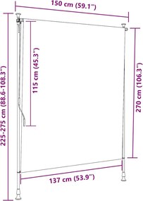 Venkovní roleta 150 x 270 cm krémová 145941