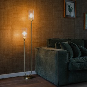 Stojací lampa Art Deco zlatá se sklem 2-světla - Laura
