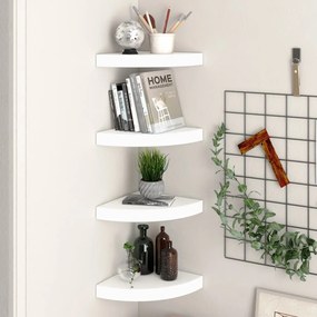 Plovoucí rohové police 4 ks bílé 25 x 25 x 3,8 cm MDF 323897