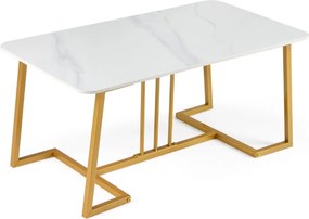 Costway Konferenční stolek umělý mramor 90 cm kovový rám protiskluzový moderní