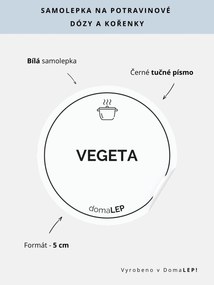 Samolepka na kořenky VEGETA bílá 5 cm tučné písmo