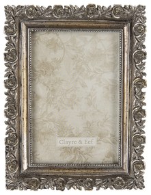 Stříbrný antik fotorámeček s růžemi  - 15*2*20 cm / 10*15 cm