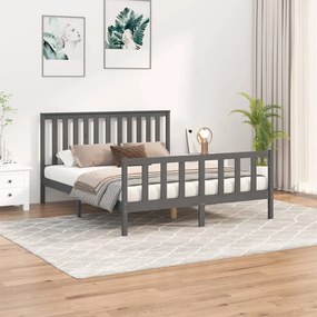 vidaXL Rám postele s čelem šedý 160 x 200 cm masivní borové dřevo