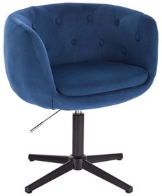 LuxuryForm DESIGN Otočné křeslo MONTANA VELUR na černém kříži - modré