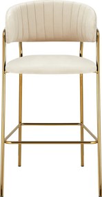 Designová barová židle, béžová Velvet látka/gold chrom zlatý, DASMIN TYP 2