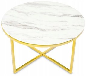 HowHomely | Konferenční stolek VERTIGO 45x80 cm zlatá/bílý mramor | DD0370