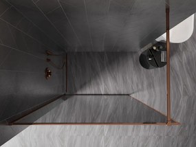 Mexen, Mexen Kioto-XF sprchová stěna s rámem 100 x 202 cm, grafit 10 mm, růžové zlato - 800-100-104-60-40-X