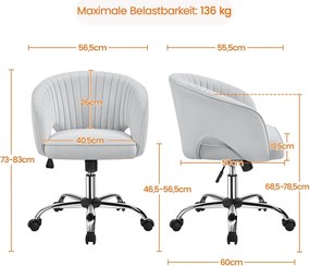 Kancelářská židle Yaheetech – světle šedá (266321706890)