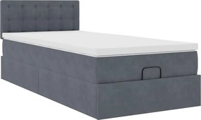 Osmanský rám postele s matrací tmavě šedá 80x200cm samet 3312729