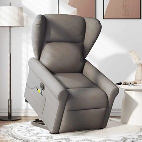 Elektrické zvedací masážní polohovací křeslo taupe textil 3303411