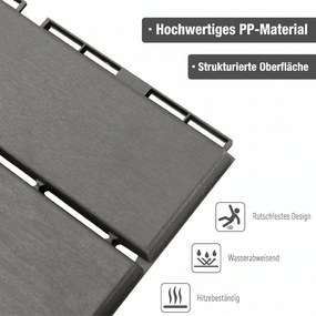 Outsunny terasové dlaždice sada 9 balkonových dlaždic click dlaždice pro terasu a zahradu plastová černá 30x30cm | Aosom.de