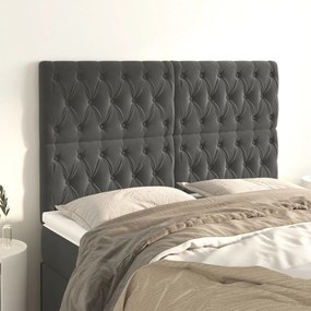Čelo postele tmavě šedé 160x7x118/128 cm sametové 3116723
