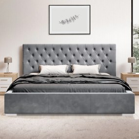 Goleto Čalouněná postel Katalonia 140 x 200 cm sametová | světle šedá