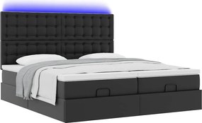 Osmanský rám postele s matrací černá 200x200cm umělá kůže 3314508