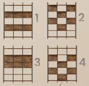 Knihovna Vasagle Eleven 128 cm černá/hnědá