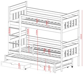 Legno Dětská patrová postel Serena borovice Rozměr (cm): 90x200