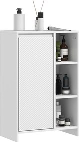 Koupelnová skříň HOMCOM, úložný nábytek se 3 otevřenými přihrádkami a 1 skříňkou s nastavitelnou policí, 53 x 30 x 80 cm, bílá