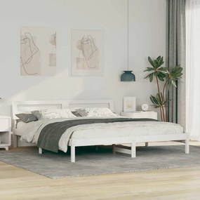 Rám postele s čelo Bílá 200 x 200 cm Masivní borové dřevo 3385743