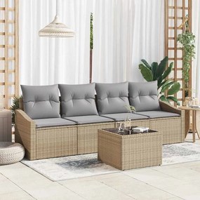 Set pohovek 5 ks Beige a šedá polyratan 3355259