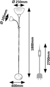 Rabalux 74109 - Stojací lampa ACTION PRO 1xE27/60W/230V + 1xE14/25W černá