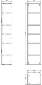 Mexen Box-A, vysoká koupelnová skříňka 35x44,2x160 cm, bílá matná, 91AX1-1600-300-1-01