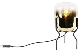 Designová stolní lampa černá se zlatým sklem - Bliss