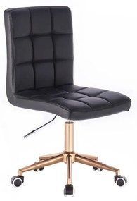 LuxuryForm DESIGN Otočná židle TOLEDO na zlaté podstavě s kolečky - černá