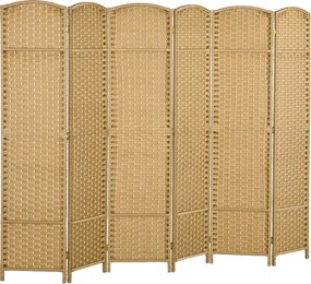 HOMCOM 6 Panelů 240 x 170 cm Bambusový Paravan Skládací Zábrana pro Ochranu Soukromí do Obývacího Pokoje Přirodní | Aosom