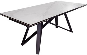 Moebel Living Bílý skleněný rozkládací jídelní stůl Marbor 180-260 x 90 cm