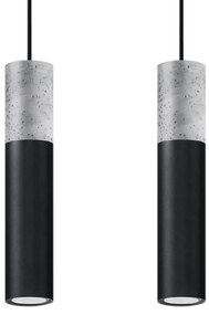 Závěsné svítidlo Borgio, 2x betonové/černé kovové stínítko