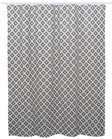 Erga Peva, sprchový závěs s háčky (12ks) 200x180 cm, šedá vzor Kira, ERG-08090