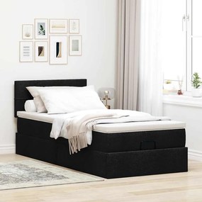 Osmanský rám postele s matrací černá 80x200cm textil 3311416