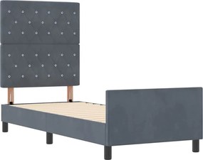 Postel s boxspringem s čelo Tmavě šedá 80 x 200 cm samet 3344838