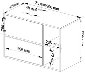 Skříňka pod umyvadlo VAMI W90 2SZ dub artisan / garafitová / šedá